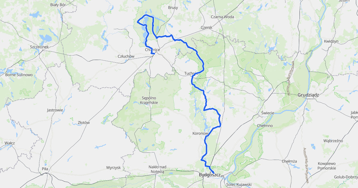 Szlak Bydgoszcz-Chojnice - mapa | Velomapa.pl